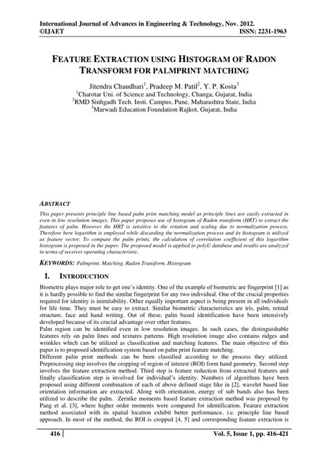 Pdf Feature Extraction Using Histogram Of Radon Transform For