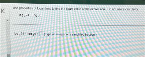 Use Properties Of Logarithms To Find The Exact Value