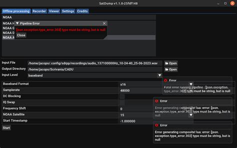 Wrongly Processing An Audio Wav File For Apt As Baseband Causes Satdump To Stop Processing Any