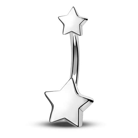 Oufer 14g Cz Star Reverse Belly Button Ring Oufer Body Jewelry