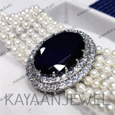 33ct Princess Diana Sapphire And Pearl Choker Necklace In 935 Etsy