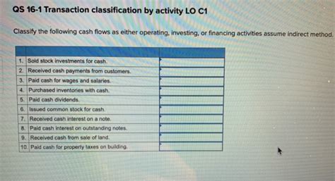 solved qs 16 1 transaction classification by activity lo c1