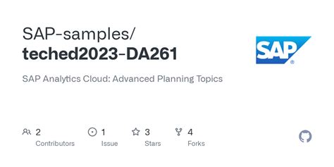 GitHub SAP Samples Teched2023 DA261 SAP Analytics Cloud Advanced