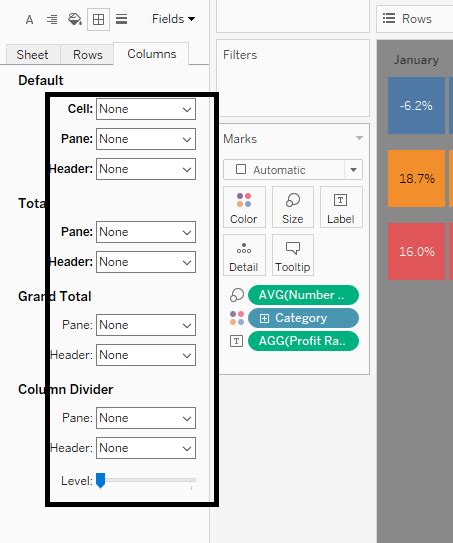 whitespace tableau remove extra space within sheet border stack