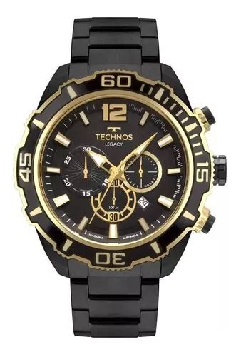 Reloj De Pulsera Technos Classic Legacy De Cuerpo Color Negro Para Hombre Fondo Negro Con
