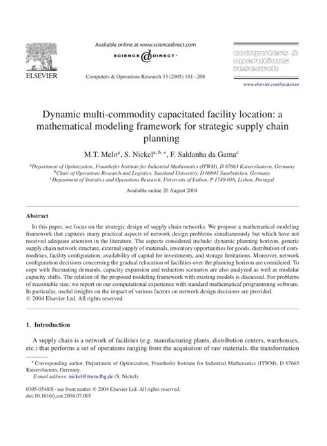 Pdf Dynamic Multi Commodity Capacitated Facility Location A