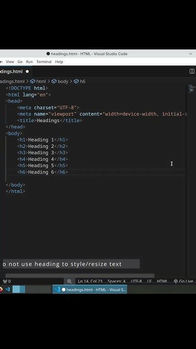 Preview Html 3 Headings Html Html5 Html5tutorial Html5course Youtube