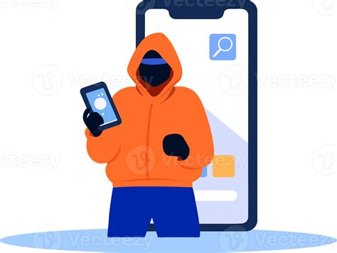 Hand Drawn Thief Or Hacker In Concept Cyber Security In Flat Style PNG
