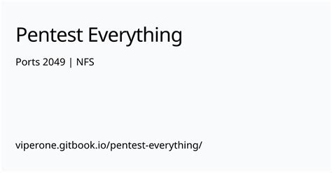 Ports Nfs Pentest Everything