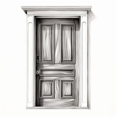 Realistic Vector Drawing Of A Wooden Door On White Background Stock