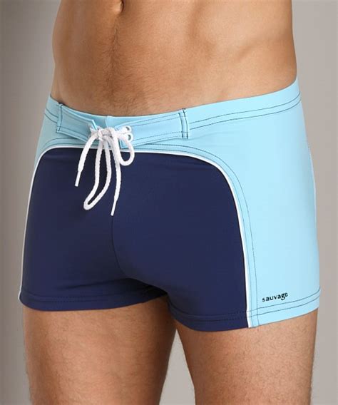 Sauvage Lace Up Surfer Square Cut Swim Trunk Navy 161nav Free
