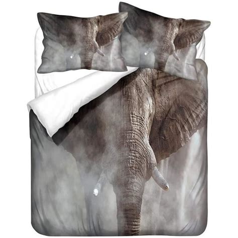 Housse de Couette x cm Animaux D Éléphant Parure de lit Bleu Vert Jaune Gris Enfant