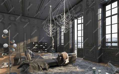 Premium Photo 3d Rendering Dark Classic Contemporary Apartment Interior