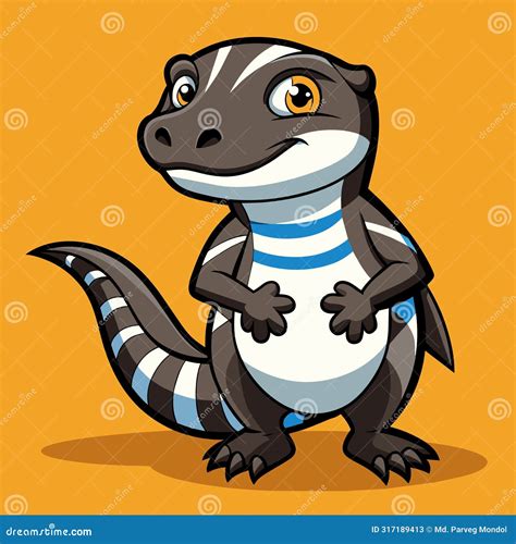 Argentine Black And White Tegu Cartoon Vector Illustration Stock