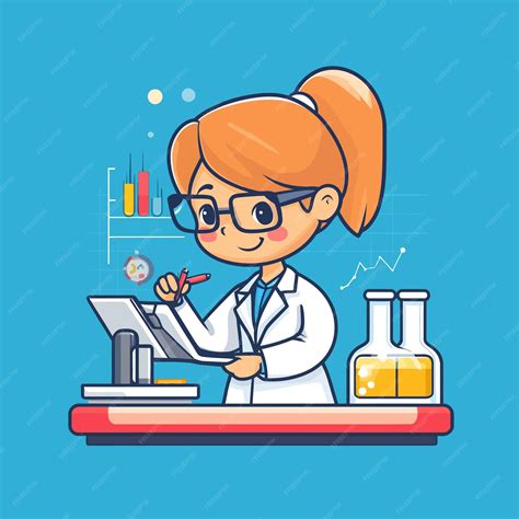 Cute Researcher Analyzing Data Cartoon Vector Premium Ai Generated Vector