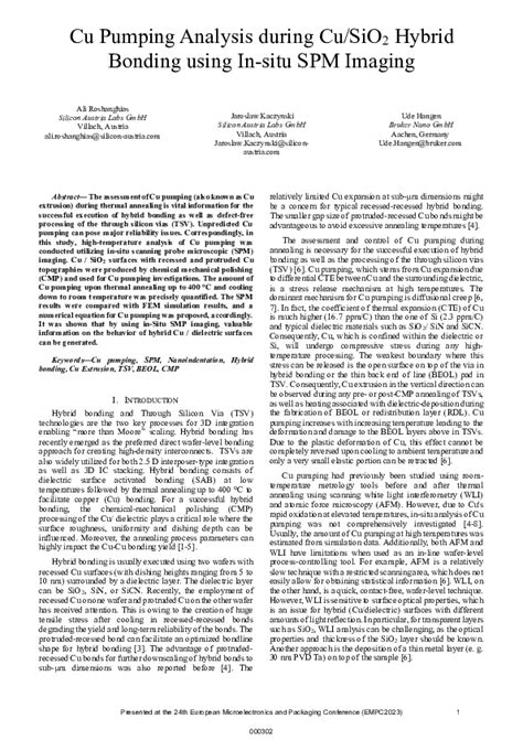 Pdf Cu Pumping Analysis During Cusio2 Hybrid Bonding Using In Situ