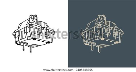 Switch Mechanical Keyboard Vector Wireframe Blueprint Stock Vector Royalty Free