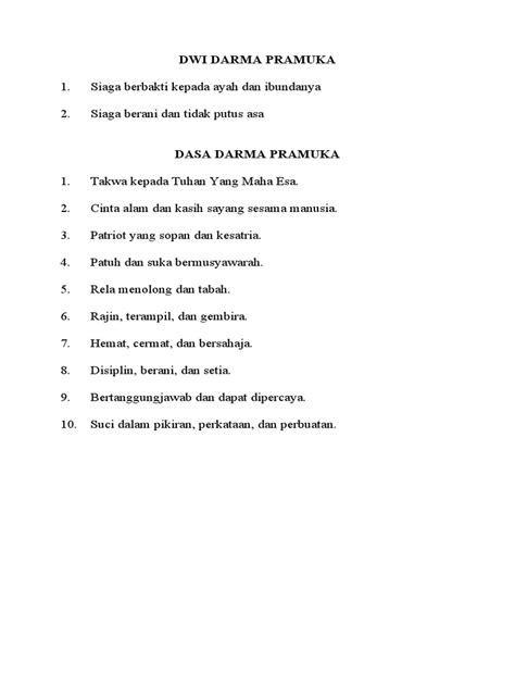 Teks Dwi Dan Dasa Darma Pramuka Pdf