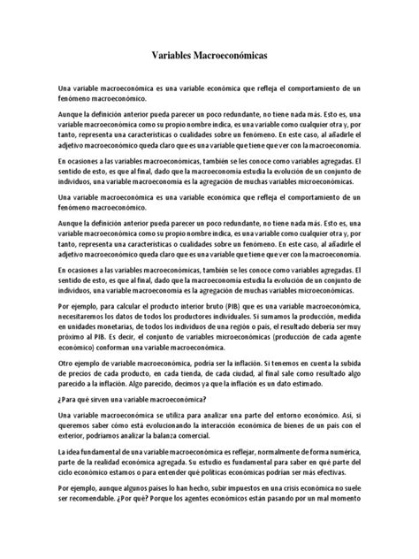 Variables Macroeconómicas Pdf Macroeconómica Inflación