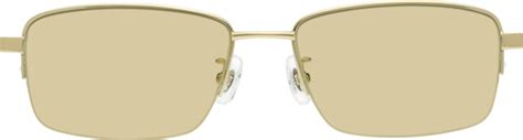 Gold Classic Rectangle Semi Rimless Tinted Sunglasses With Light