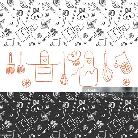 Modèle Dustensiles De Cuisine Dessin De Fond De Boulangerie Vecteurs