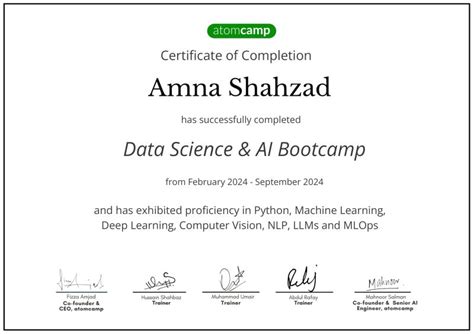 Amna Shahzad On Linkedin Datascientist Certified Grateful Atomcamp Journeycontinues 23
