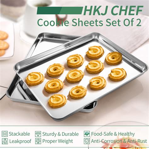 Baking Sheets Set Of 2 Hkj Chef Cookie Sheets 2 Pieces Stainless Steel