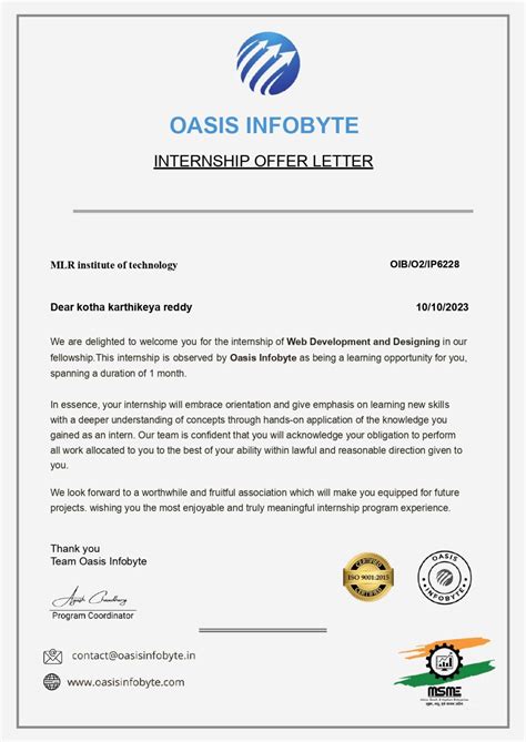 karthikeya reddy on linkedin oasisinfobyte