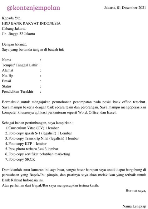 Contoh Surat Lamaran Kerja Yang Singkat Contoh Surat Resmi