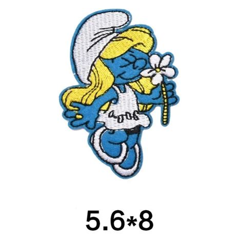 The Smurfs Smurfette Smelling Flower Embroidered Patch — Little