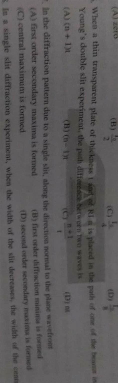 In The Diffraction Pattern Due To A Single Slit Along The Direction Norm