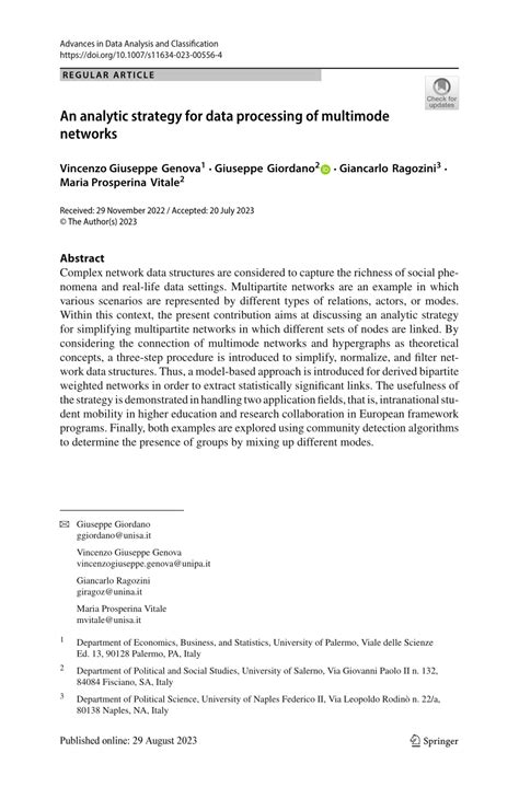 Pdf Advances In Data Analysis And Classification An Analytic Strategy