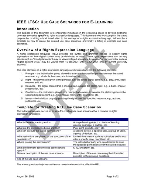 Proposed Use Case Scenario Template And Examples