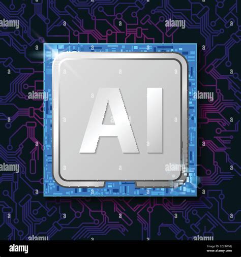 Artificial Intelligence AI On CPU Chip Electronic Vector Illustration Stock Vector Image