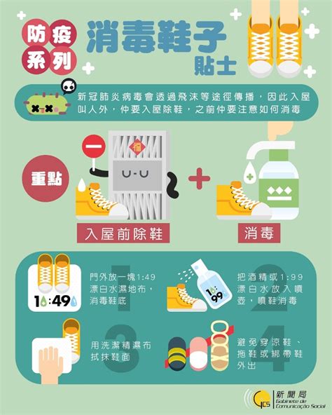 圖文包消毒鞋子貼士 澳門特別行政區政府入口網站