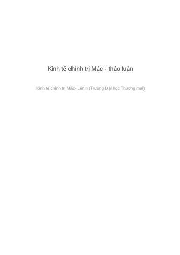 Tiểu Luận Chủ Nghĩa Tư Bản độc Quyền Và Biểu Hiện Mới Trong Giai đoạn