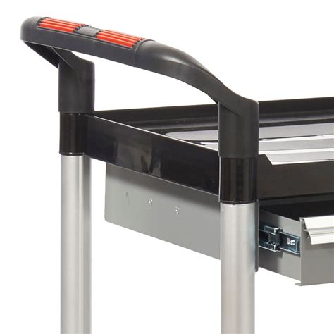 Hi291y Proplaz 2 Shelf Table Trolley With Lockable Draw Roadware