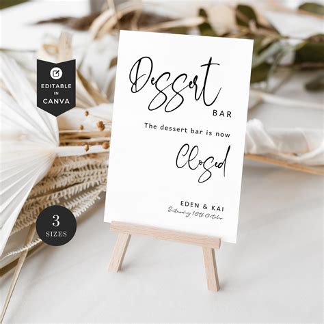 Dessert Table Closed Sign Dessert Bar Closed Sign Sweet Treats Menu