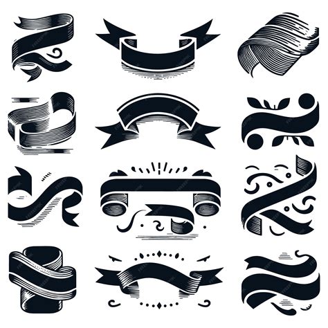 Premium Vector Graphic Set Of Simple Rectangle Ribbons Vector Black Shape