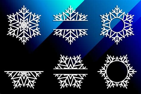 Snowflake Split Monogram Christmas Monogram Monogram Svg