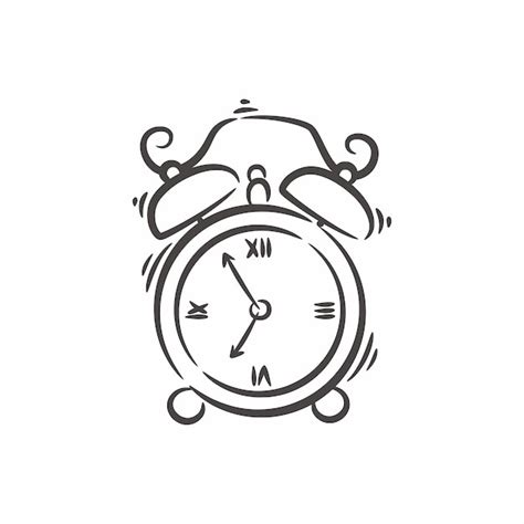 Premium Vector Hand Drawn Classic Ringing Alarm Clock Line Art
