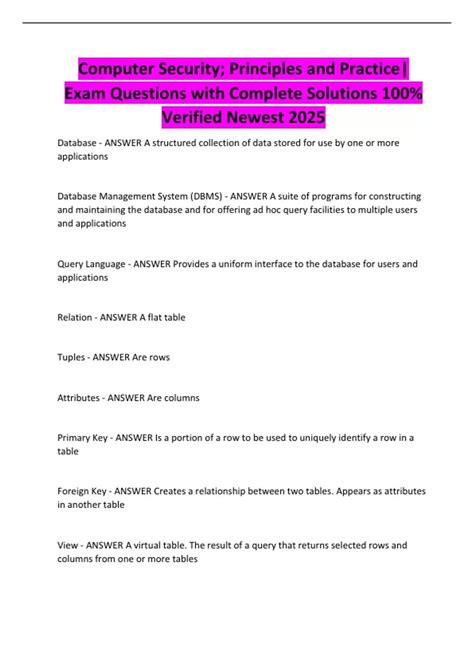 Computer Security Principles And Practice Exam Questions With Complete Solutions 100 Verified