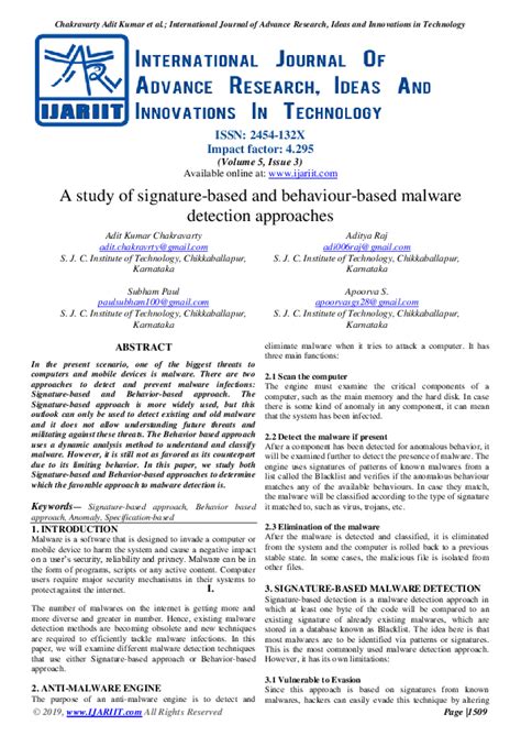 Pdf A Study Of Signature Based And Behaviour Based Malware Detection Approaches