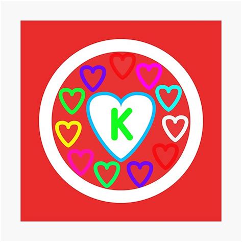 Lámina Fotográfica «letra K Dentro De La Forma Del Corazón Coloreada En