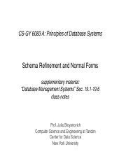 Lecture Pdf Cs Gy A Principles Of Database Systems Schema Refinement And Normal Forms