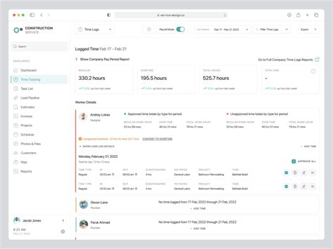 Time Logs Construction Management Saas Web App Artofit