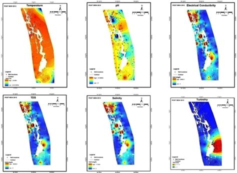 Spatial Plots Showing Variations In Temp Ph Ec Tds Salinity And
