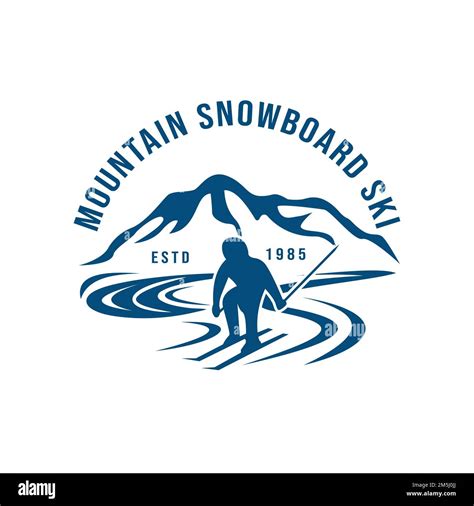 Ski Club With Skiers Skiing Downhill In High Mountains Retro Badge
