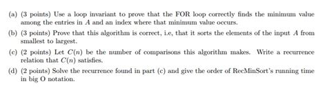 Solved The Following Algorithm Is A Recursive Version Of