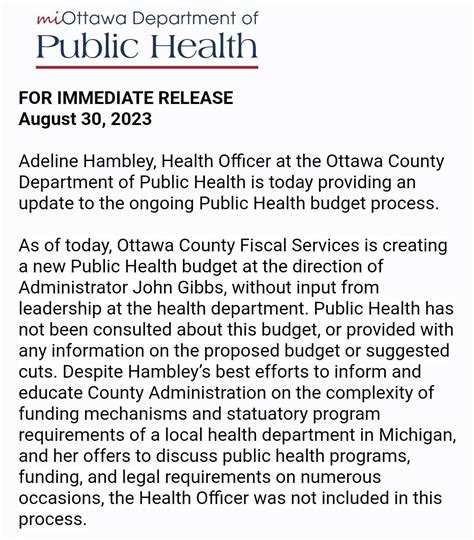 The Story Behind The Ottawa County Health Department Budget